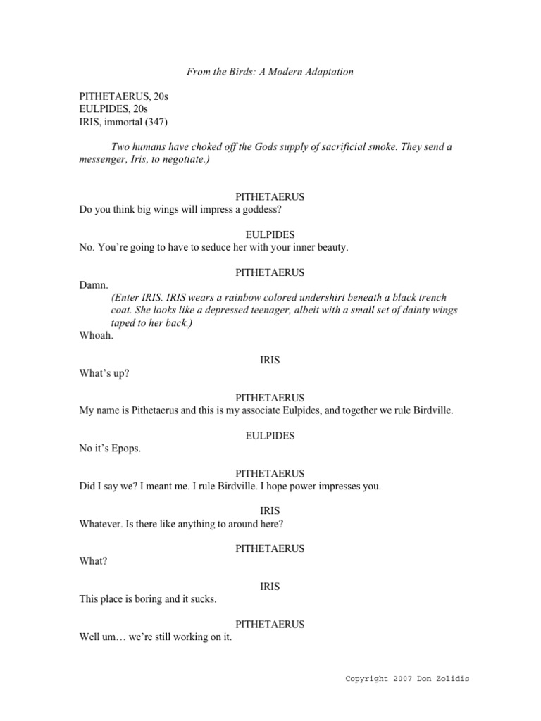 Iris' Monologue in The Birds | PDF | Hera | Zeus