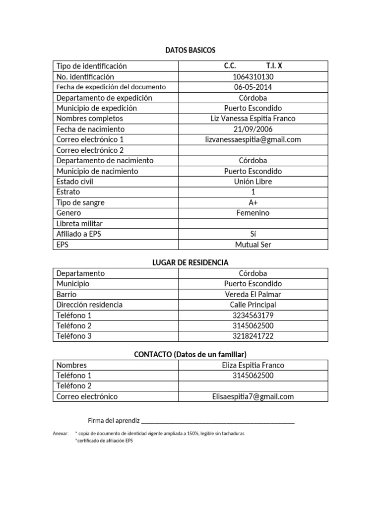 Formato Datos Basicos | PDF | Control de acceso | Autenticación