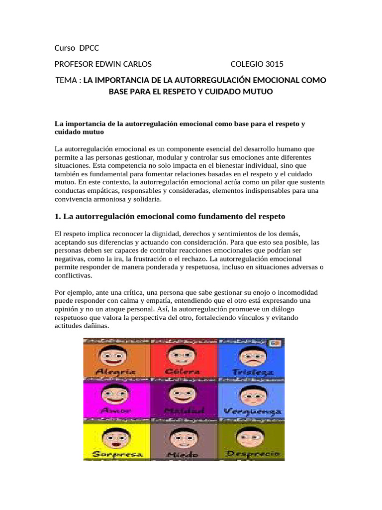 Curso DPCC 2do B 14-5-25 | PDF | Autorregulación emocional | Las emociones