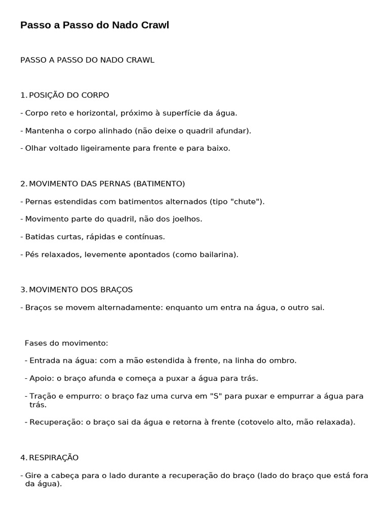 Passo A Passo Nado Crawl | PDF