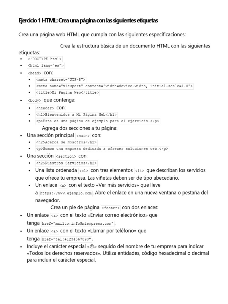 Ejercicios HTML | PDF | HTML | Hipervínculo
