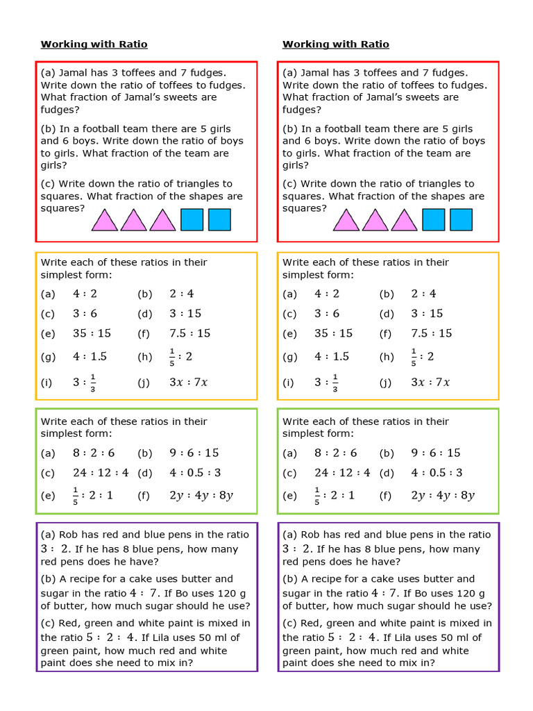 Working With Ratio Practice Strips | PDF | Ratio | Division (Mathematics)