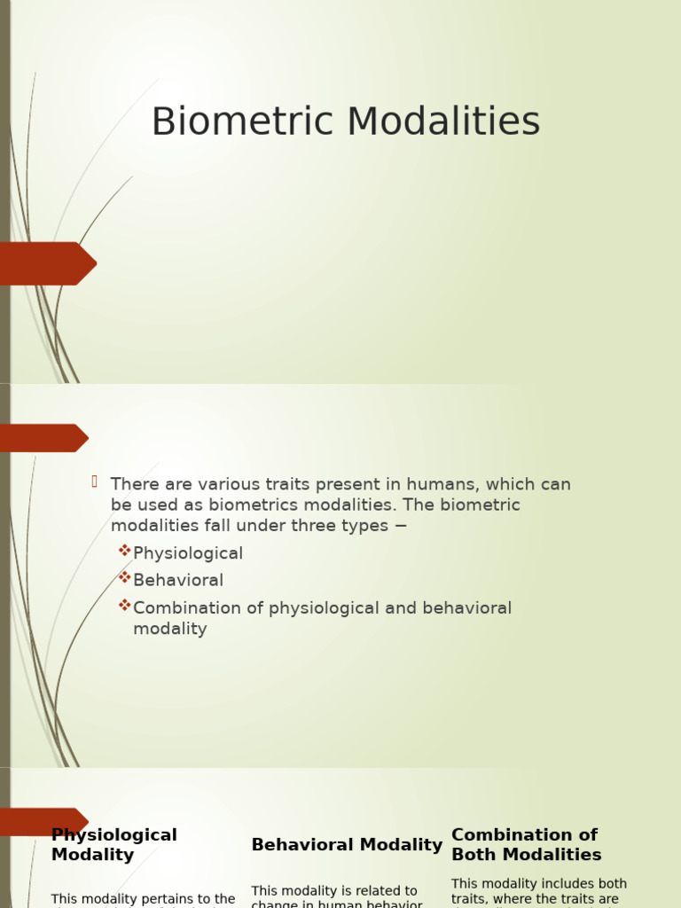 Overview of Biometric Modalities | PDF | Fingerprint | Biometrics