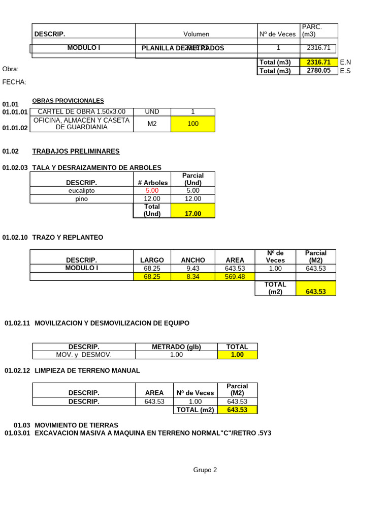 PLANILLA DE METRADOS t1 | PDF