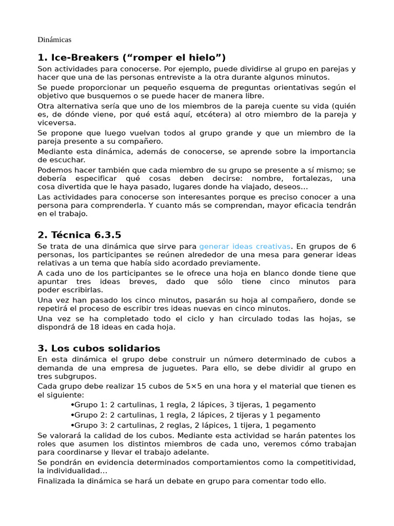 Dinámicas de Grupo para Fomentar la Colaboración | PDF | Toma de decisiones