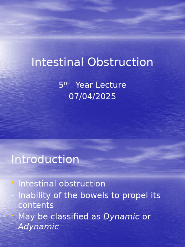 Intestinal Obstruction | PDF | Gastrointestinal Tract | Gastroenterology