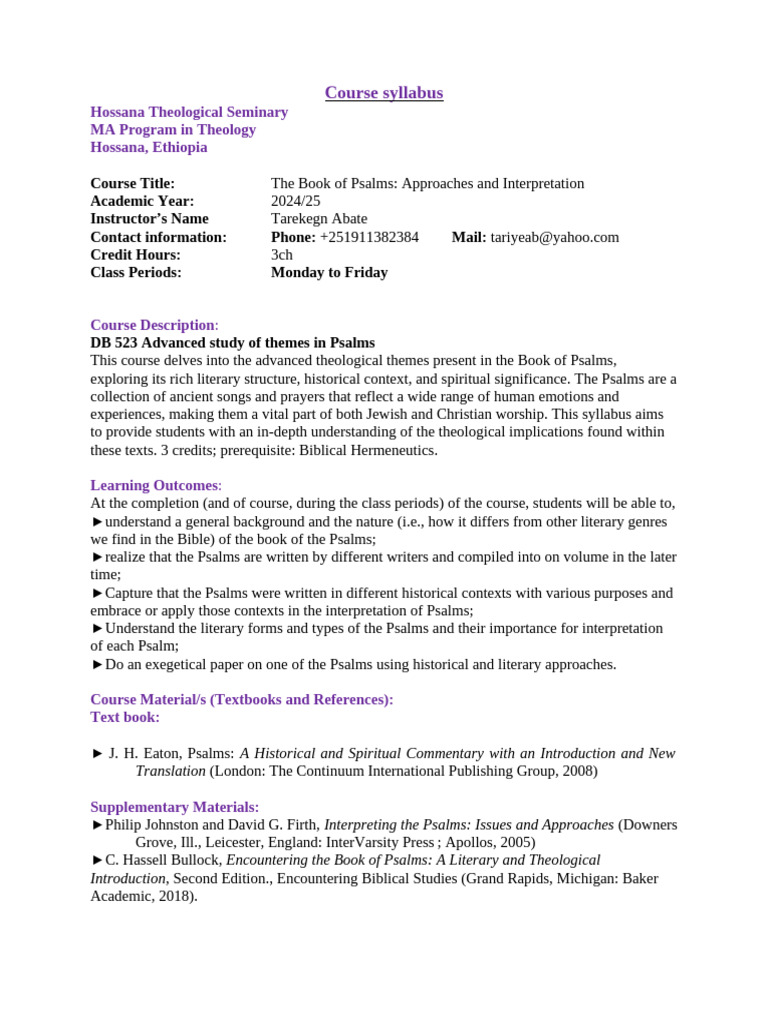 The Bbok of Psalms, Interpretation | PDF | Psalms | Poetry