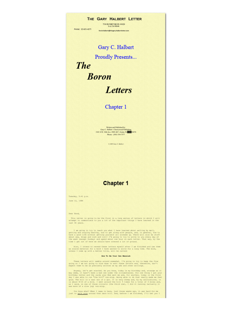 WWW Thegaryhalbertletter Com Boron BoronLetterCh1 HTM | PDF