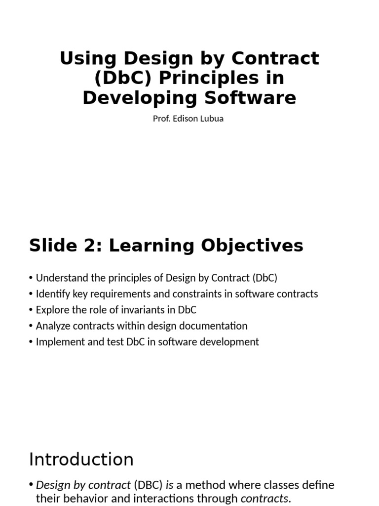 L3 - Using Design by Contract (DBC) Principles | PDF