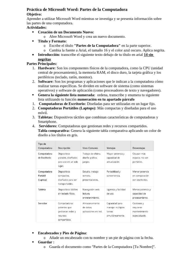 Práctica de Microsoft Word | PDF