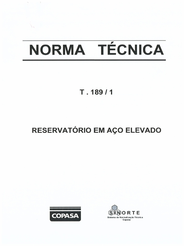 Norma Copasa t189 Reservatorio Metalico Elevado | PDF