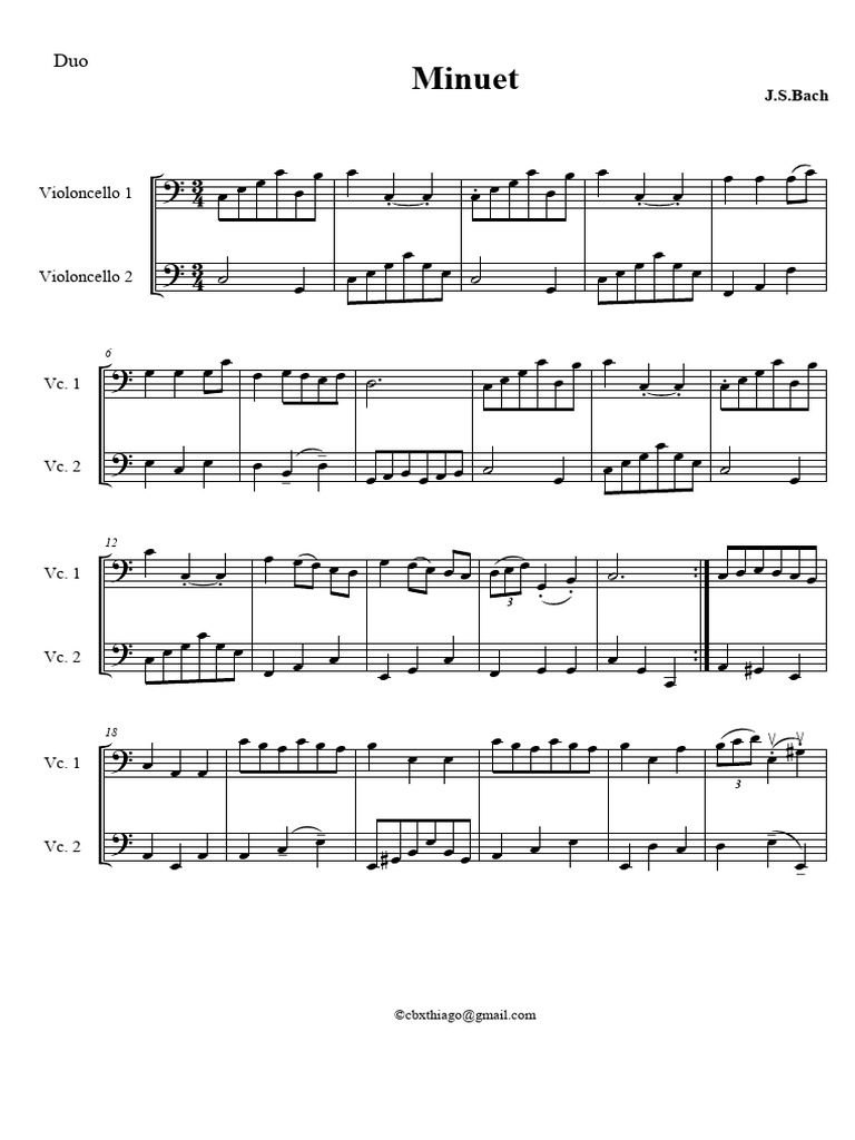 Minuet duo cello | PDF