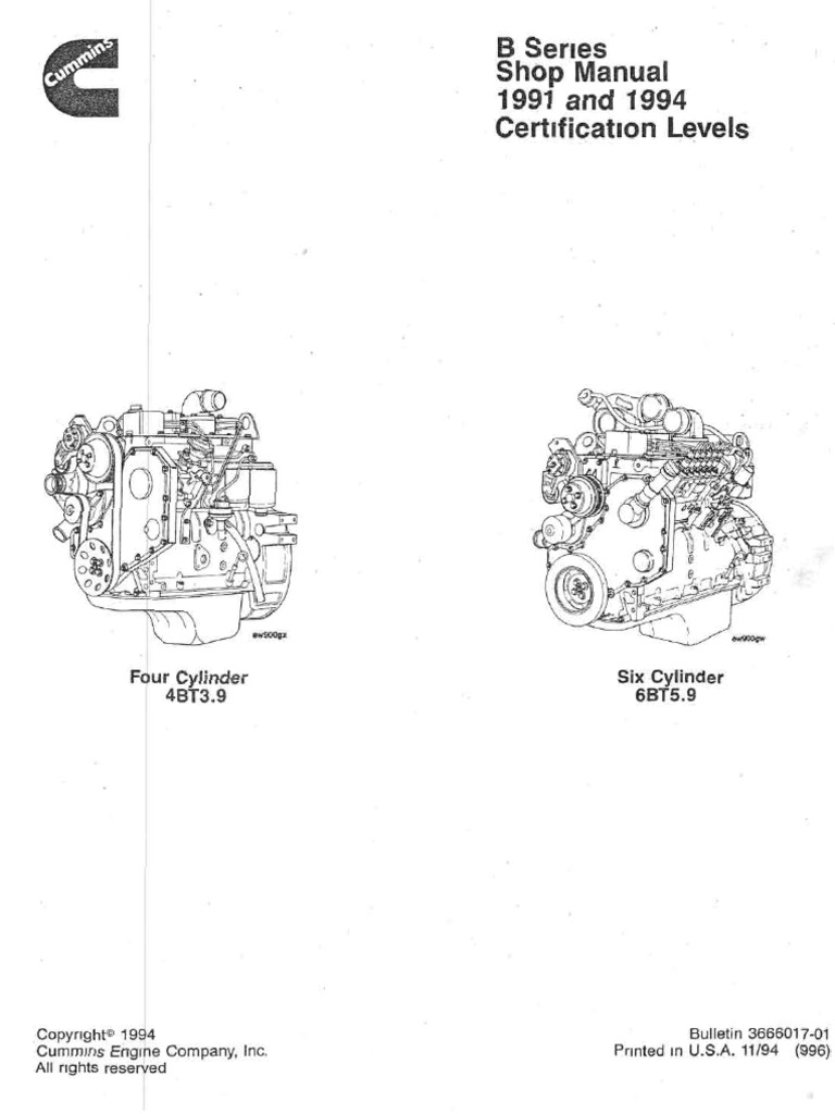 Cummins Shop Manual b Series (Certification Levels) (1) | PDF