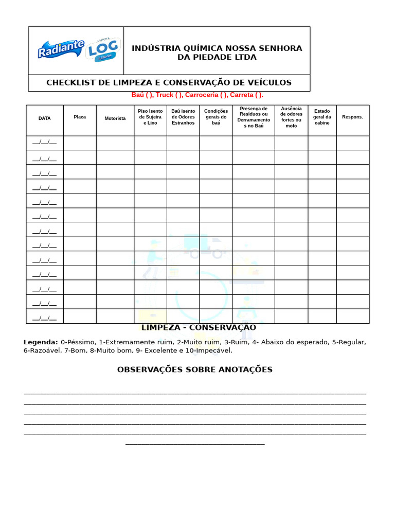 Checklist de Limpeza e Conservação | PDF