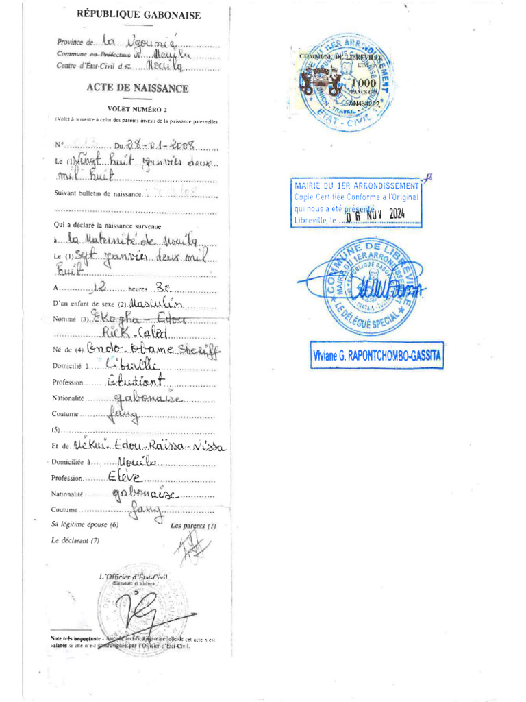 Acte de Naissance | PDF