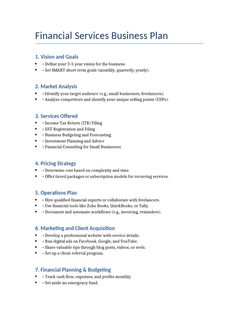 Financial Services Business Plan Guide | PDF