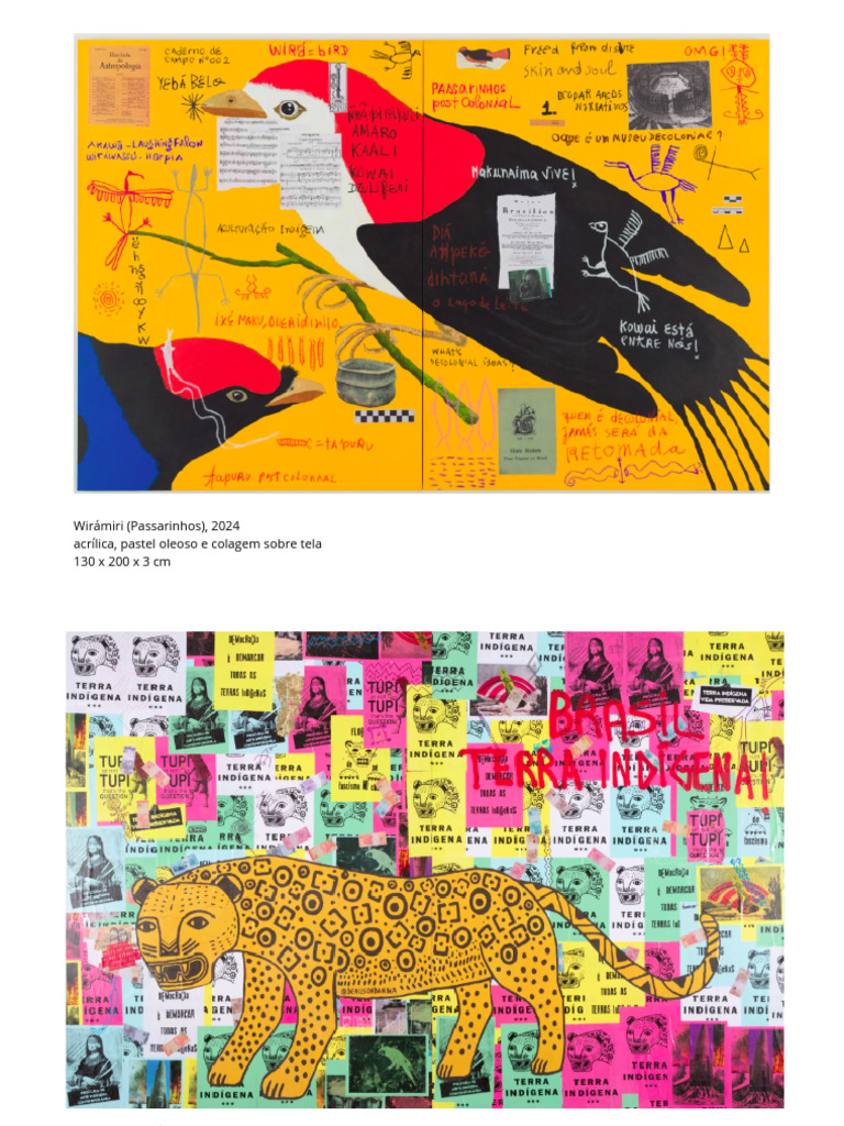 Wirámiri (Passarinhos), 2024 Acrílica, Pastel Oleoso e Colagem Sobre Tela 130 x 200 x 3 Cm | PDF