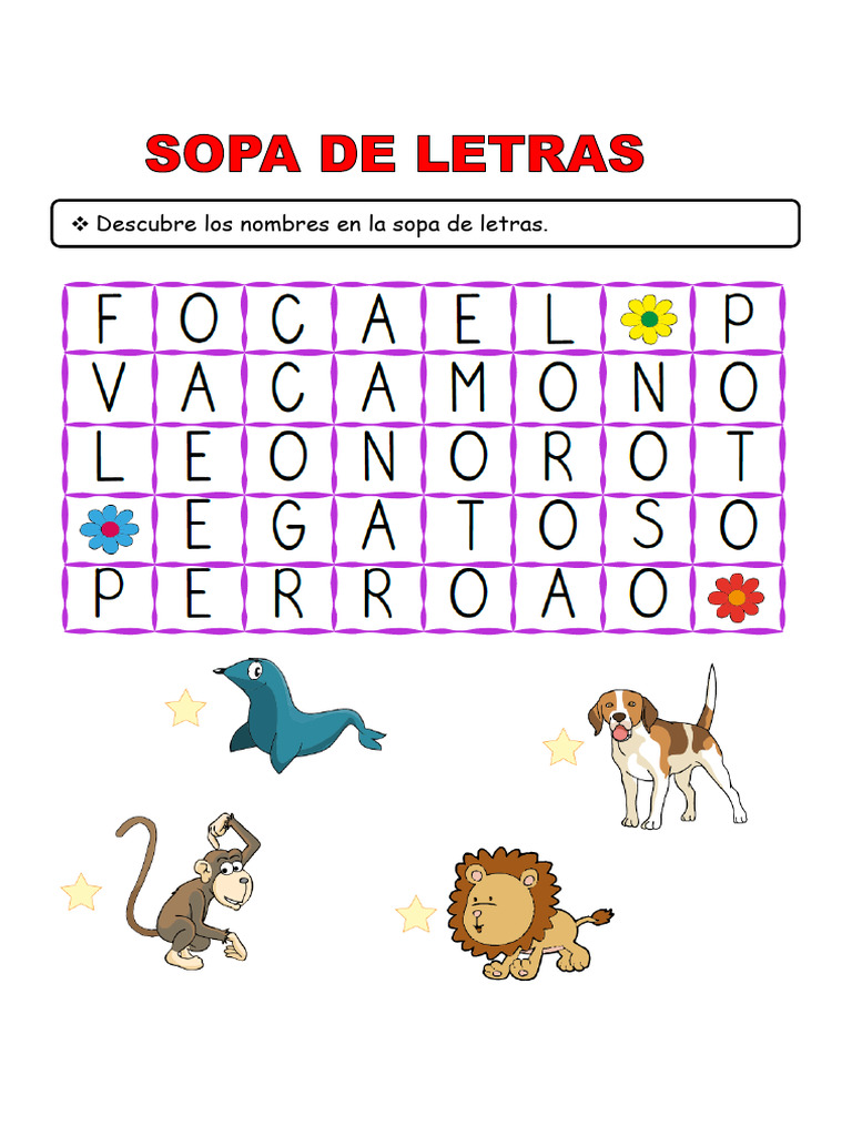 Sopa de Letras para Niños de 5 a 10 Años | PDF