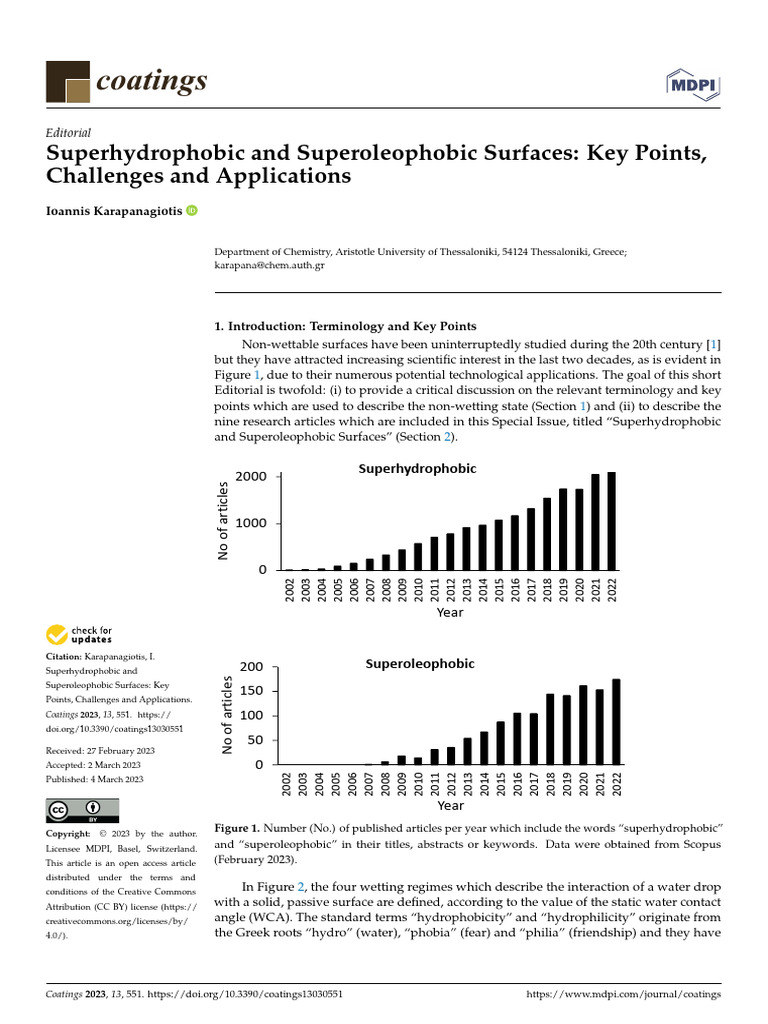 Superhydrophobic and Superoleophobic Surfaces Key | PDF | Hydrophobe ...