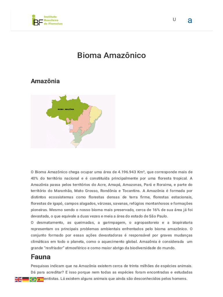Bioma Amazônico - Instituto Brasileiro de Florestas | PDF | Rio | Solo