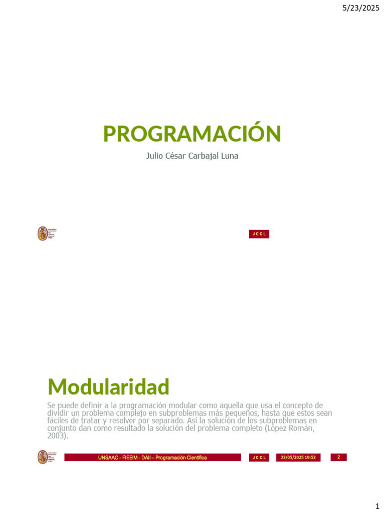 Programación MODULARIDAD | PDF | Programación de computadoras | Algoritmos