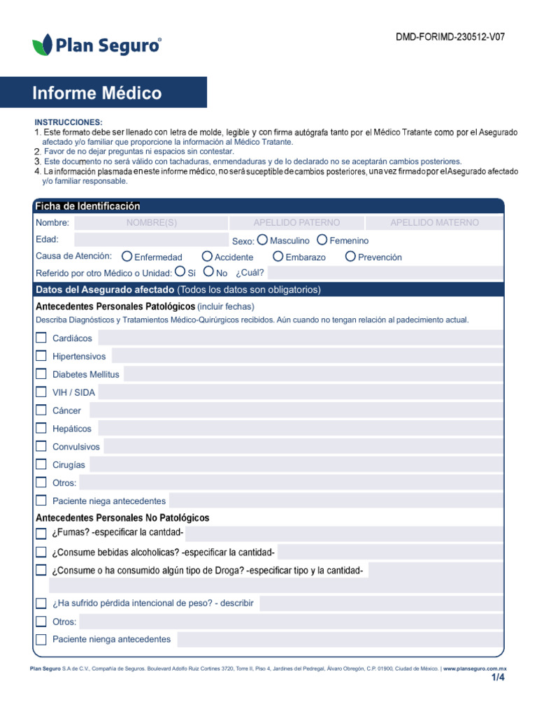 FORMATO Informe Medico v06 | PDF