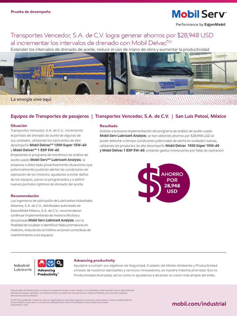 HIPOP 2017 Transportes Vencedor Con Mobil Serv ABAMEX | PDF | Exxon Mobil
