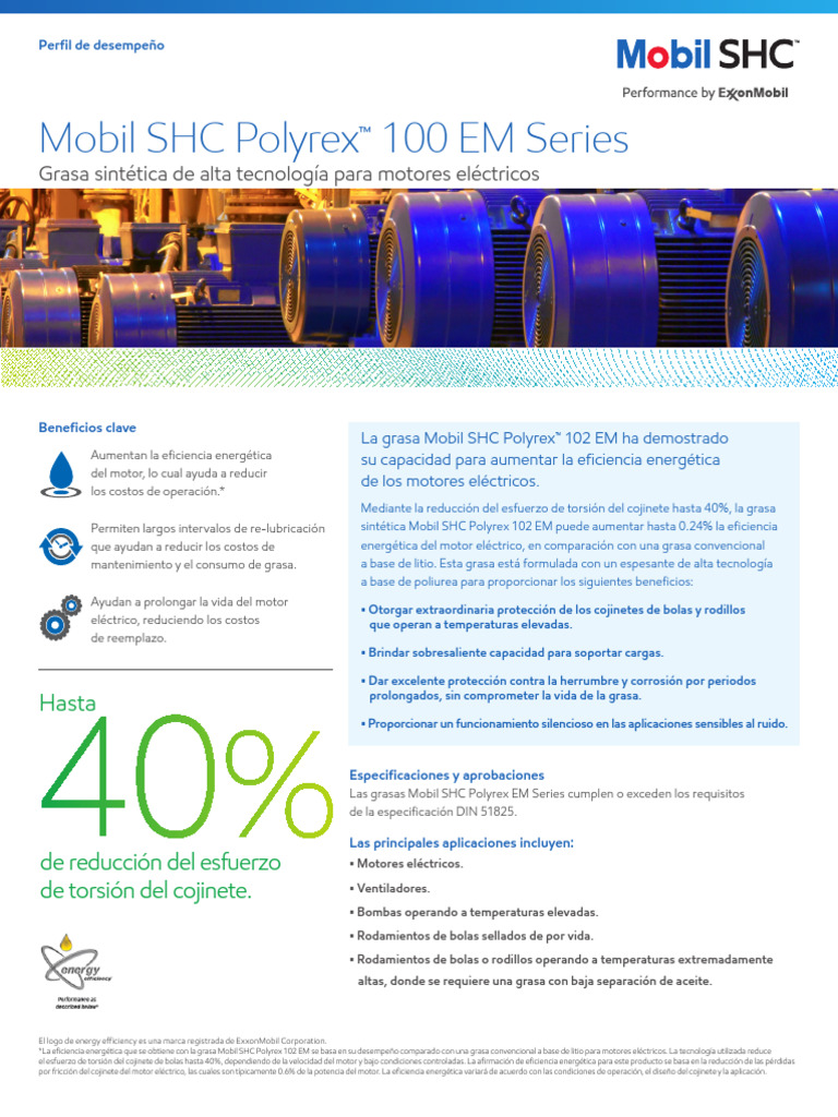 Mobil SHC Polyrex 100 Series | PDF | Rodamiento (Mecánico) | Exxon Mobil