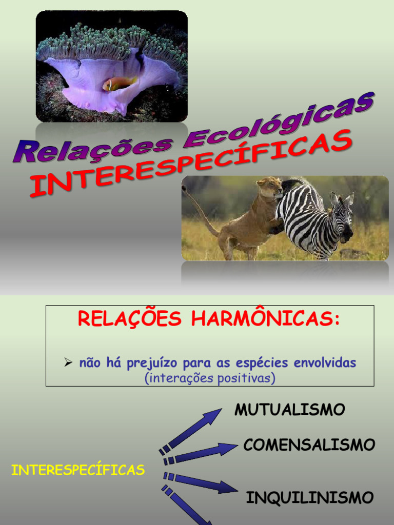 Relações Ecológicas Interespecíficas | PDF | Interações biológicas ...