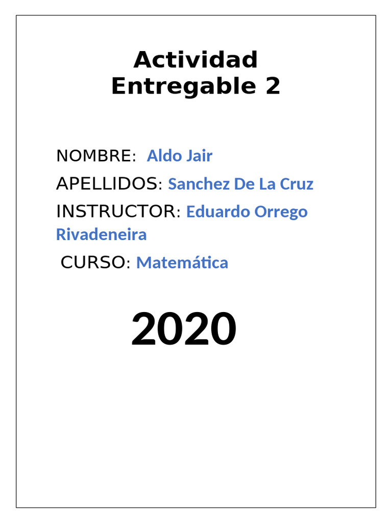Actividad Entregable 2 Matematica | PDF