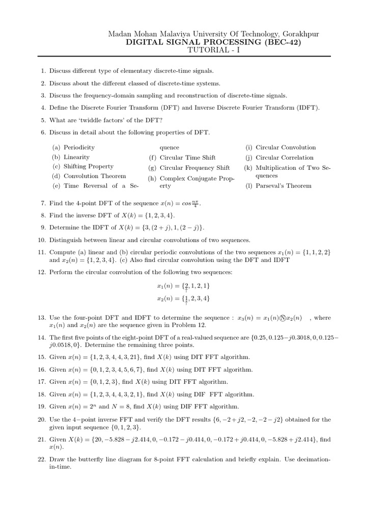 DSP Tutorial at MMMT, Gorakhpur | PDF | Discrete Fourier Transform | Computer Engineering