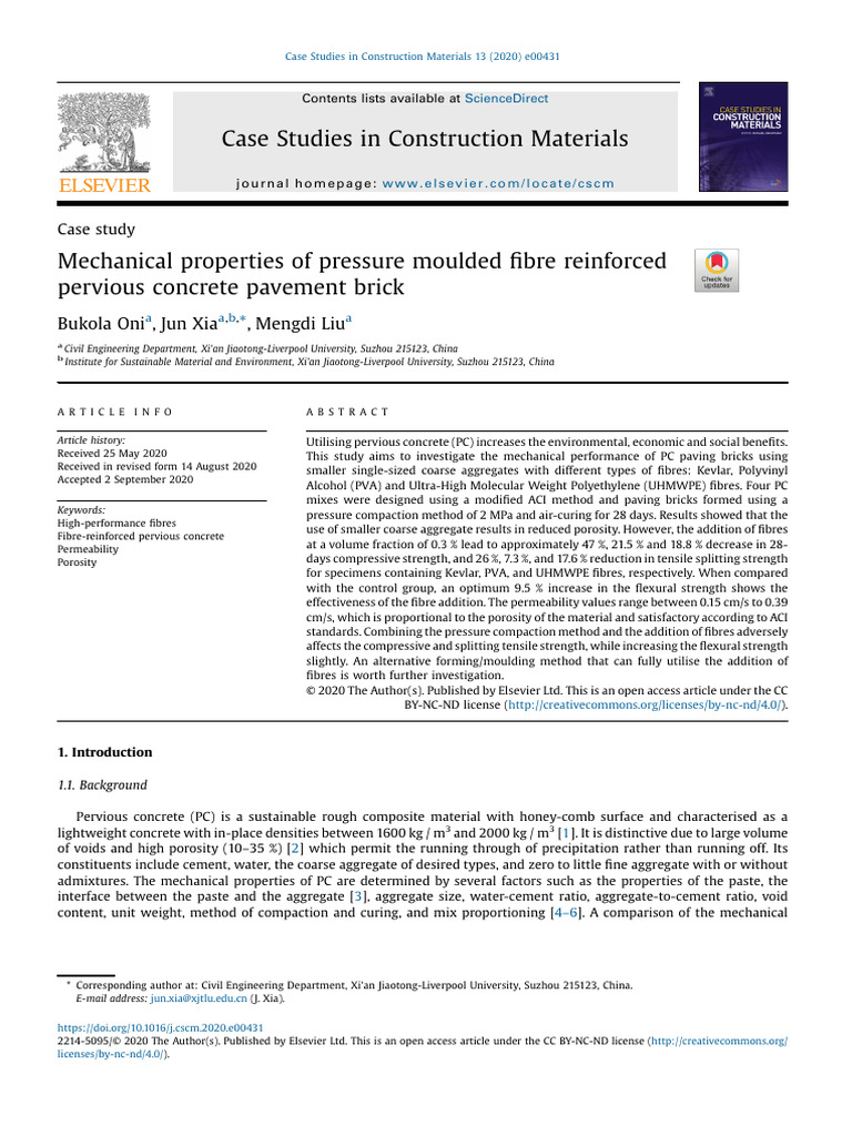 1 s2.0 S2214509520301030 Main | PDF | Concrete | Strength Of Materials
