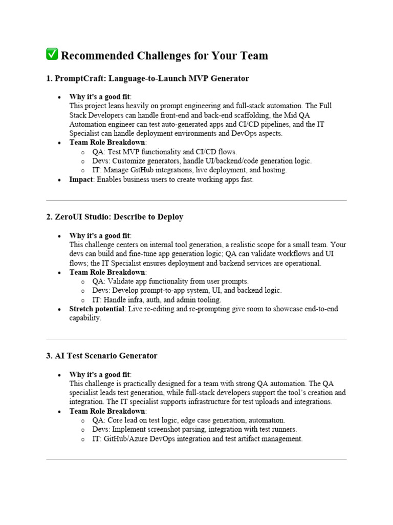 Recommended Challenges For Your Team | PDF | Computing | Information Technology