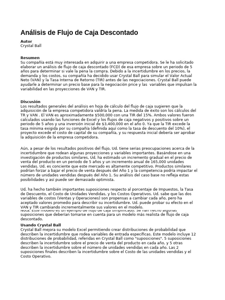 Analisis de Flujo de Caja Descontado | PDF | Tasa interna de retorno