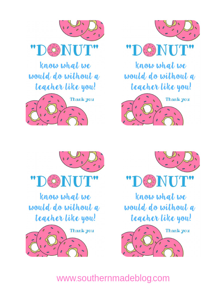 Teacher Appreciation Donut Free Printable | PDF
