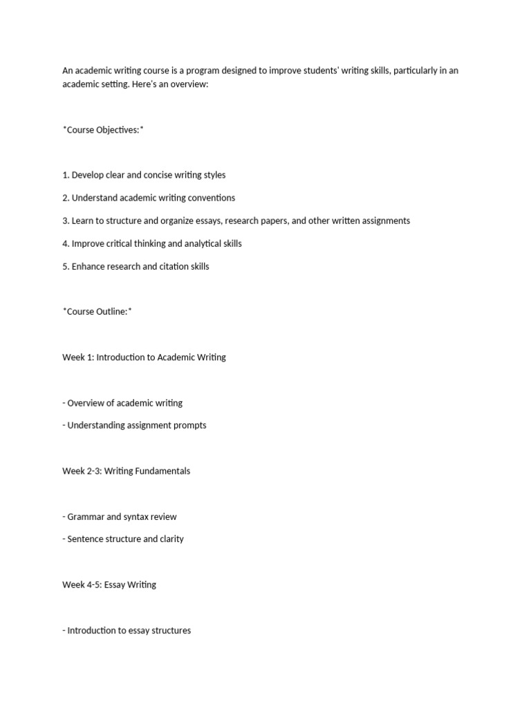 academic writing course | PDF