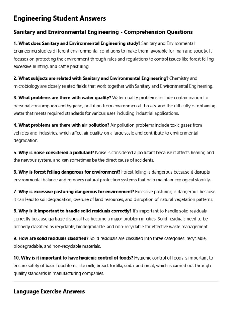 Sanitary Engineering: Key Concepts Explained | PDF | Pollution | Waste ...