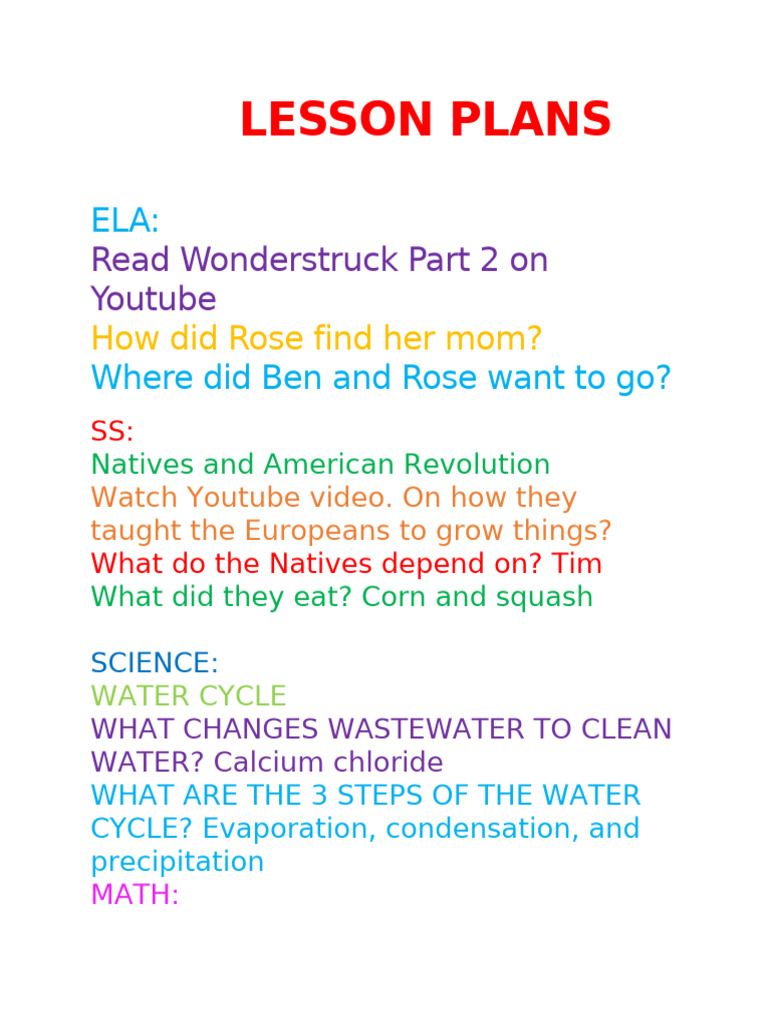Lesson Plans | PDF
