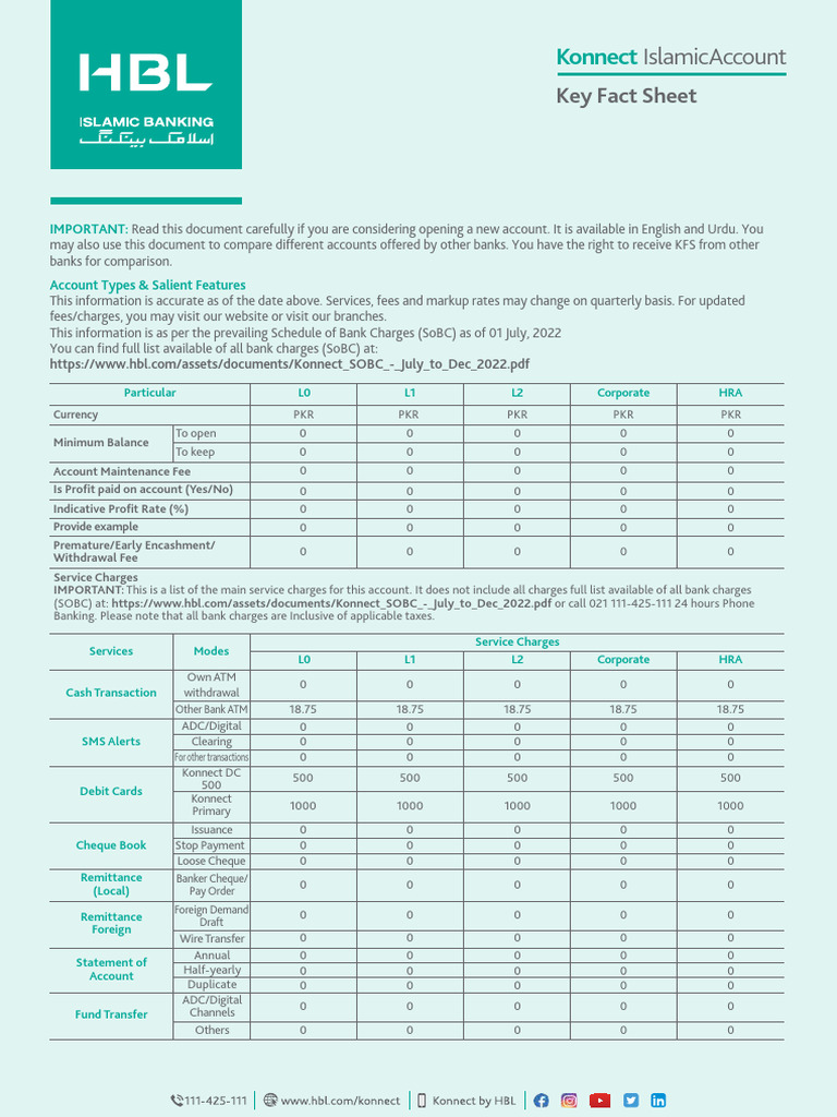 Konnect Islamic Account KFS | PDF | Banks | Cheque
