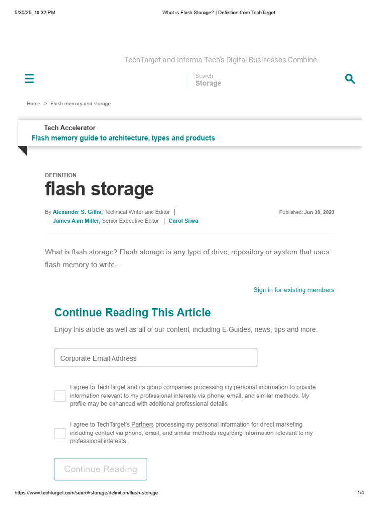 What Is Flash Storage - Definition From TechTarget | PDF | Solid State Drive | Flash Memory