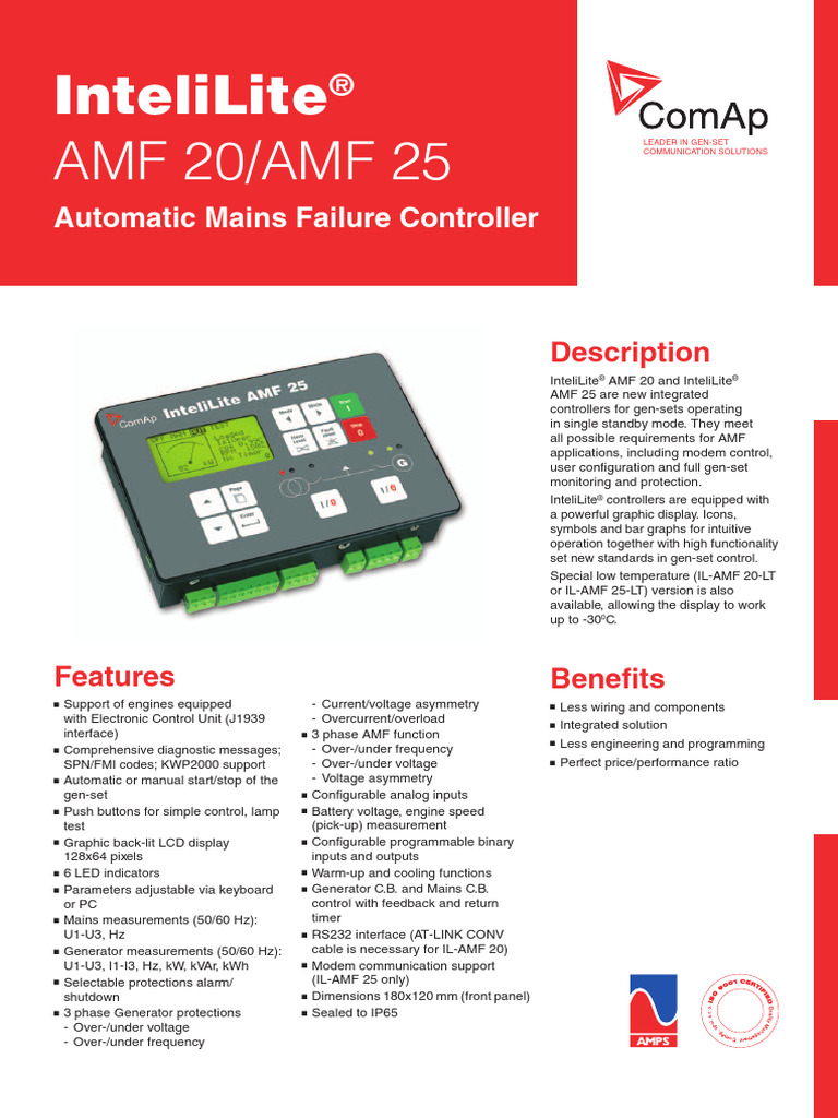 IL AMF20 25 Datasheet | PDF | Mains Electricity | Electric Generator