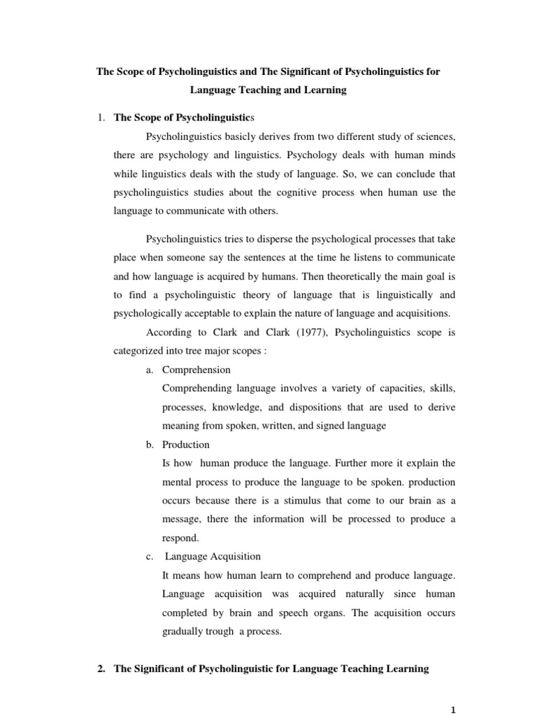 Psycholinguistics in Language Learning | PDF | Psycholinguistics ...