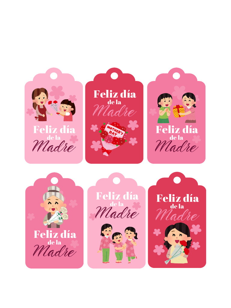 Documento A4 Etiquetas de Regalo para El Dia de La Madre Rosado PDF | PDF