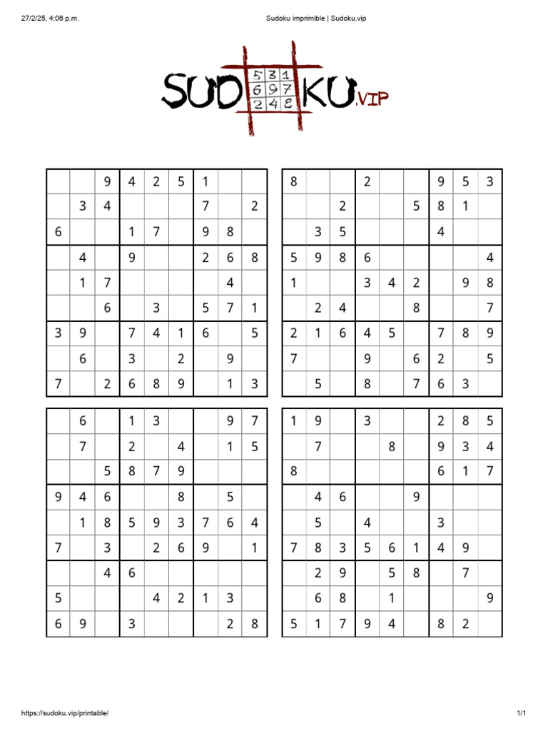 Sudoku Imprimible - Sudoku - Vip 1 | PDF