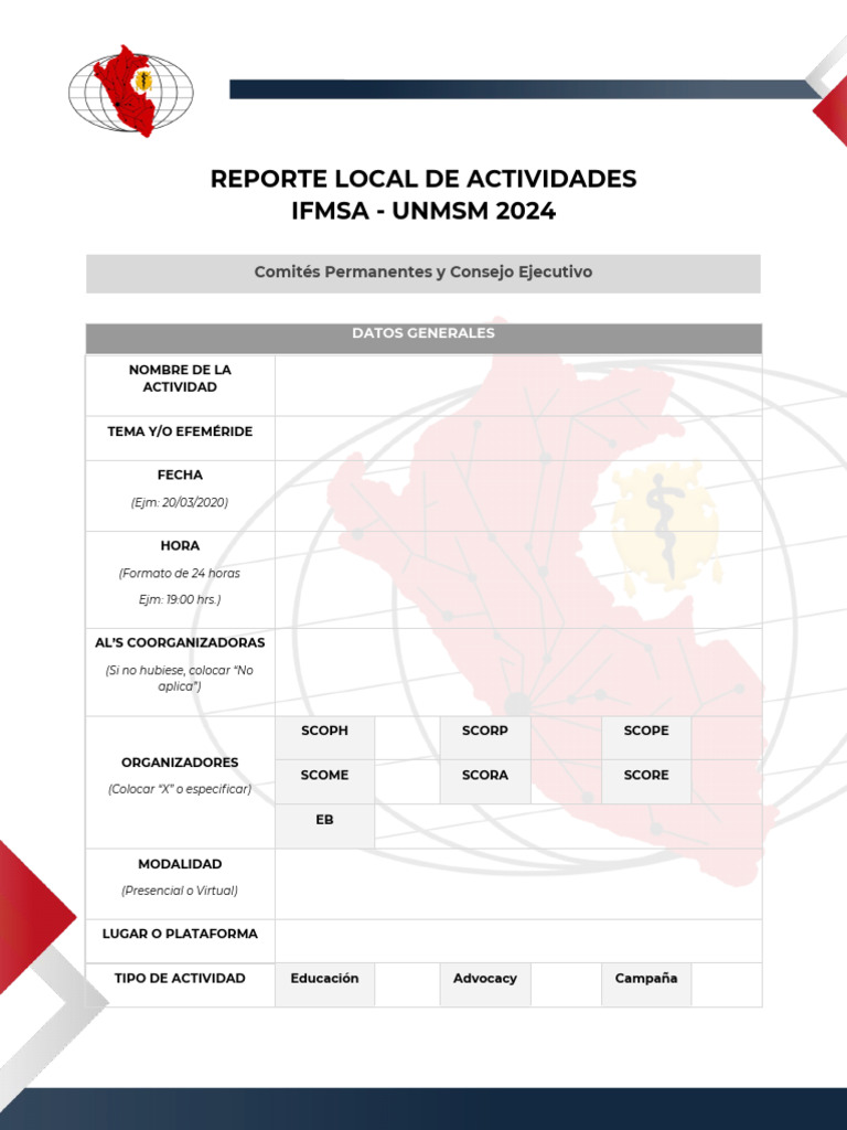 Modelo de Reporte Local de Actividad | PDF