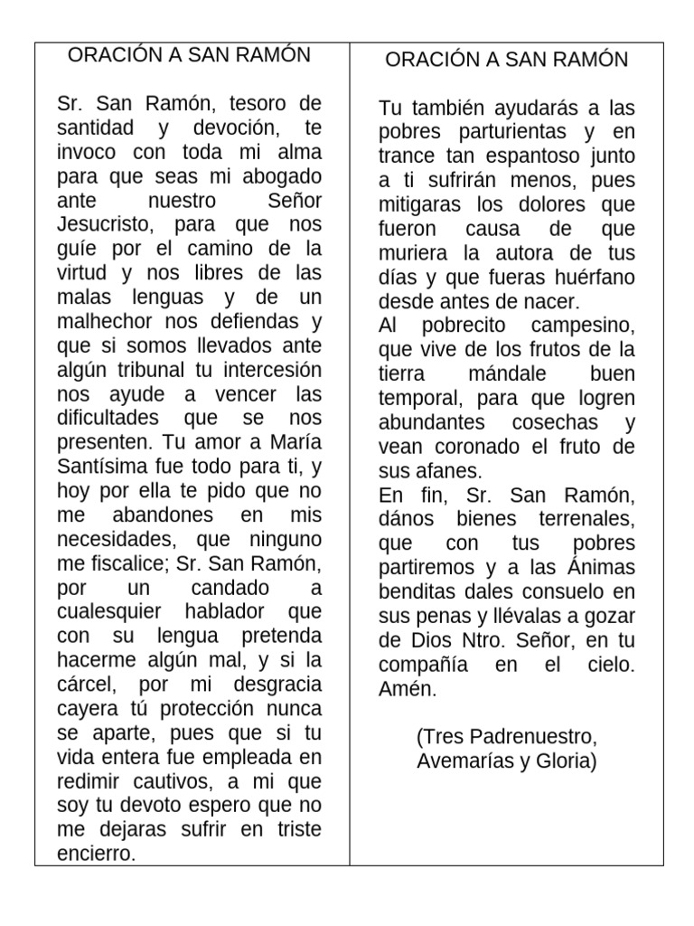 Oración A San Ramón | PDF