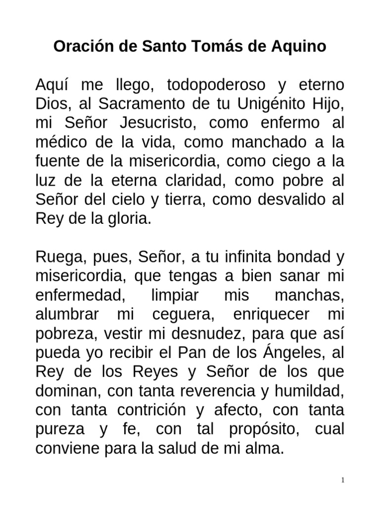 Oración de Santo Tomás de Aquino | PDF | eucaristía | Tomás de Aquino
