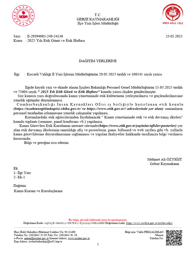 2025 Yılı Etik Günü Ve Etik Haftası Abdullah Bey | PDF