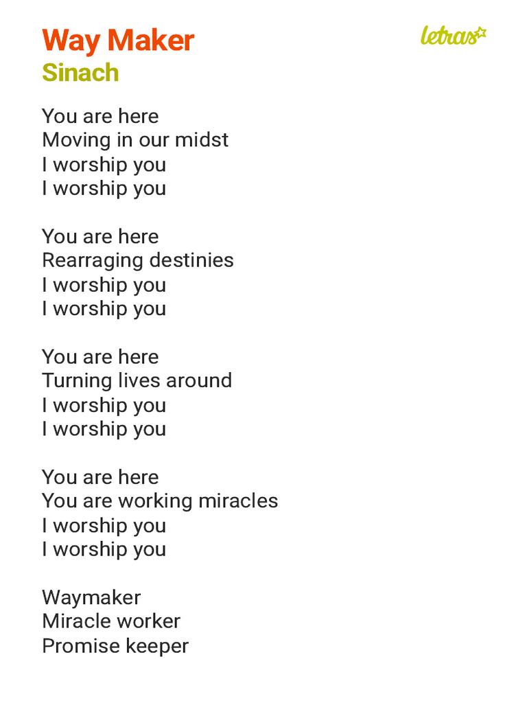 WAY MAKER - Sinach (Impressão) | PDF