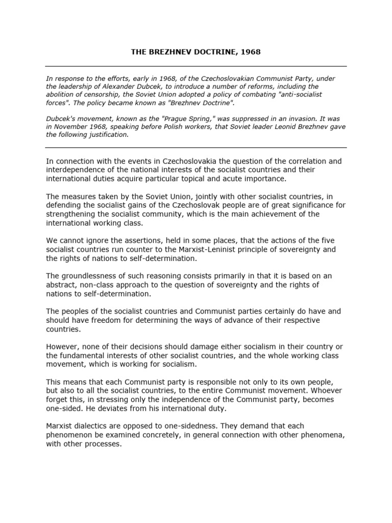 The Brezhnev Doctrine | PDF | Socialism | Communism